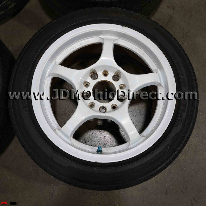 JDM A-Tech Monoblock White 15 Wheel and Tire Set