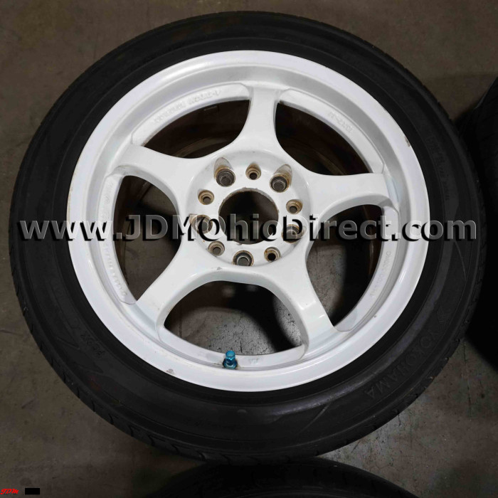JDM A-Tech Monoblock White 15 Wheel and Tire Set