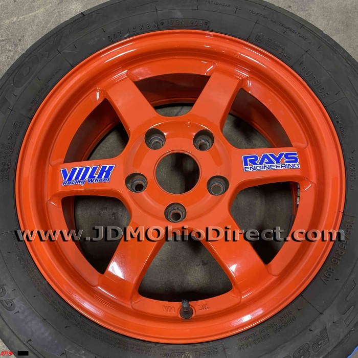 JDM Volk Racing TE37 Orange 15 inch Wheels