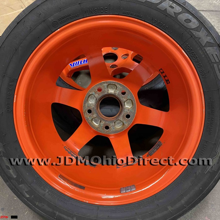 JDM Volk Racing TE37 Orange 15 inch Wheels