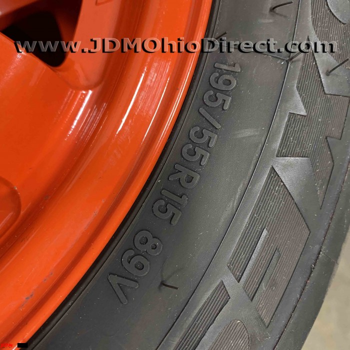 JDM Volk Racing TE37 Orange 15 inch Wheels