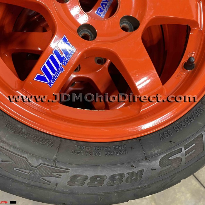 JDM Volk Racing TE37 Orange 15 inch Wheels
